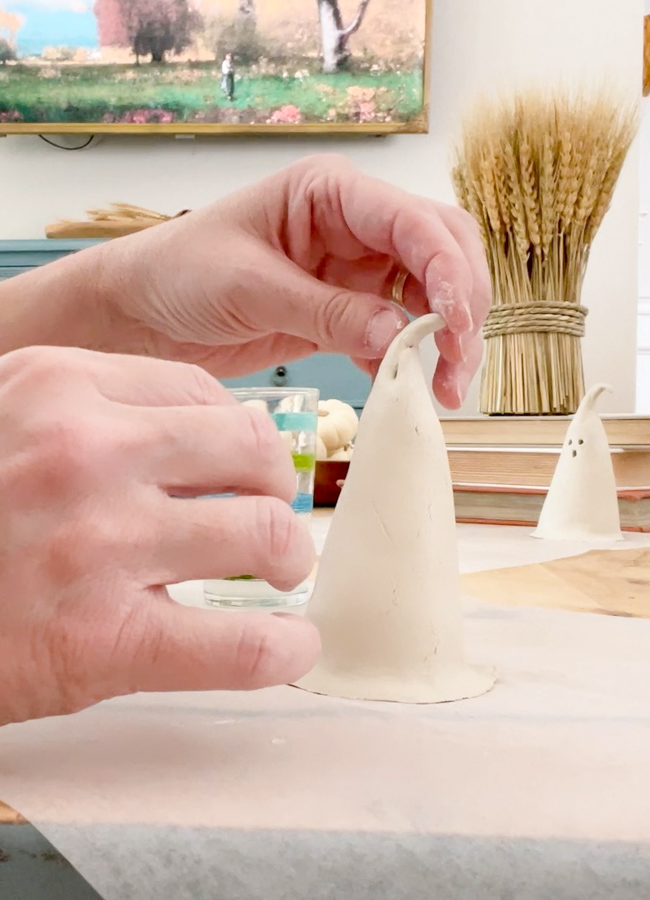 Glowing DIY Air Dry Clay Ghosts for Halloween