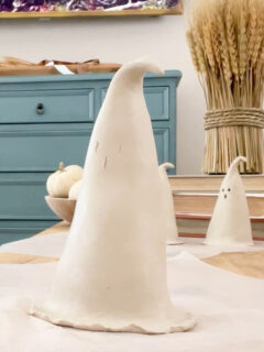 Glowing DIY Air Dry Clay Ghosts for Halloween