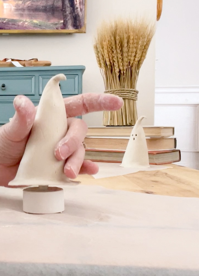 Glowing DIY Air Dry Clay Ghosts for Halloween